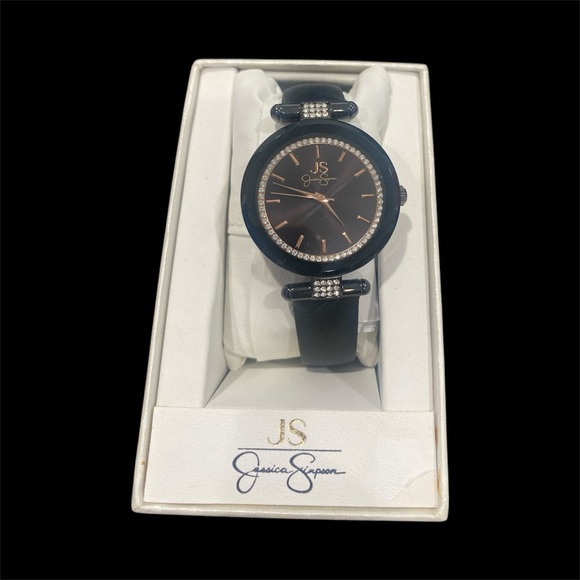Jessica Simpson | Accessories | Jessica Simpson Black Watch With Gold ...